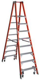 14FT REACH HEIGHT FIBERGLASS PLATFORM LADDER W/CASTERS 8FT TYPE IA ...